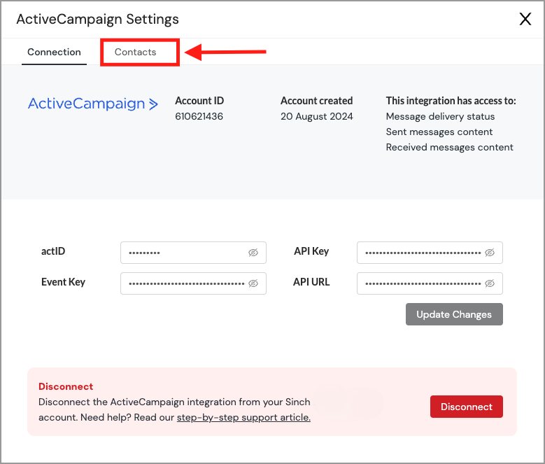 ActiveCampaign | Sincronizar tus contactos – Sinch Engage
