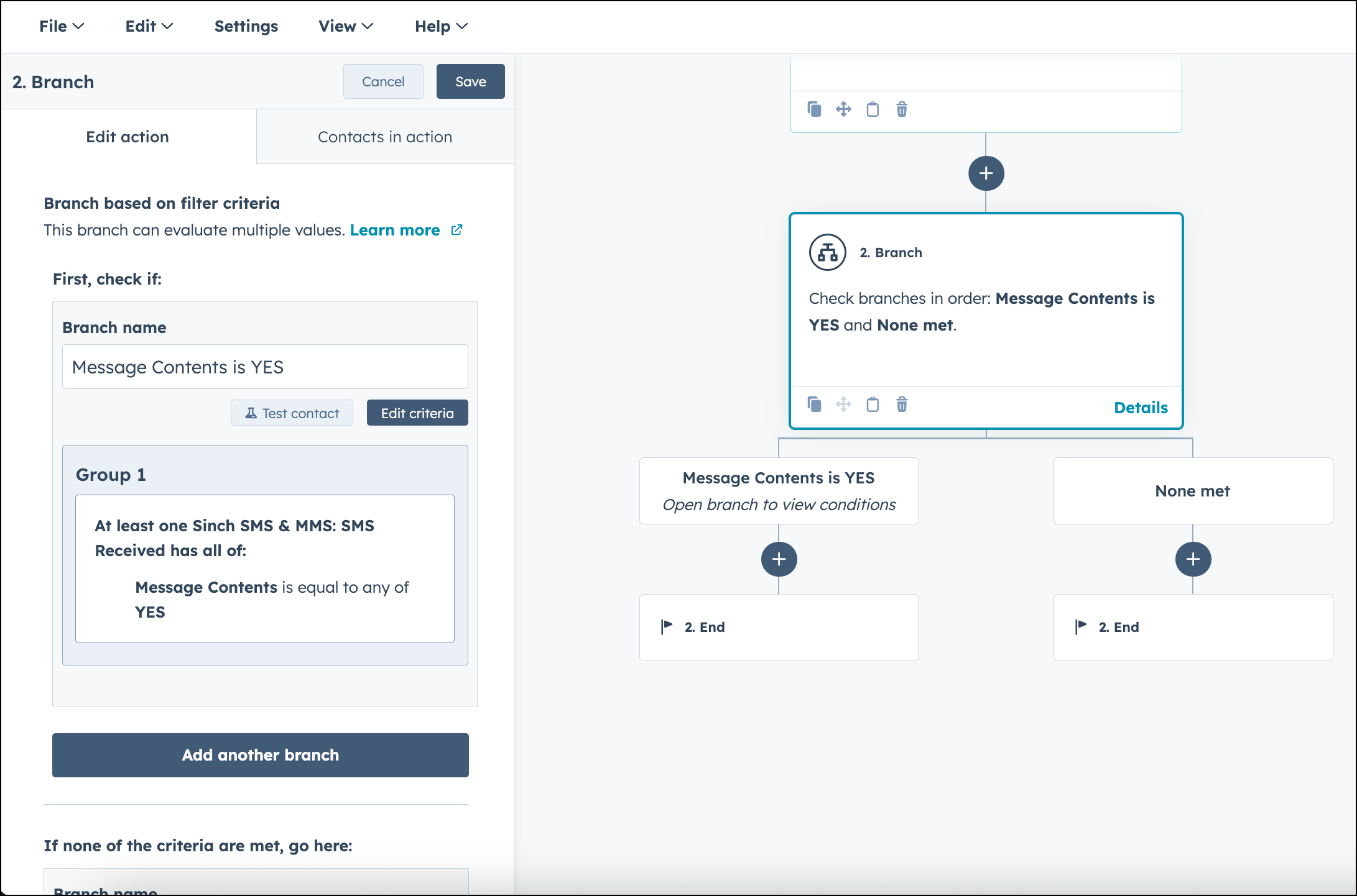 HubSpot | Trigger actions and workflows using inbound WhatsApp replies – Sinch Engage