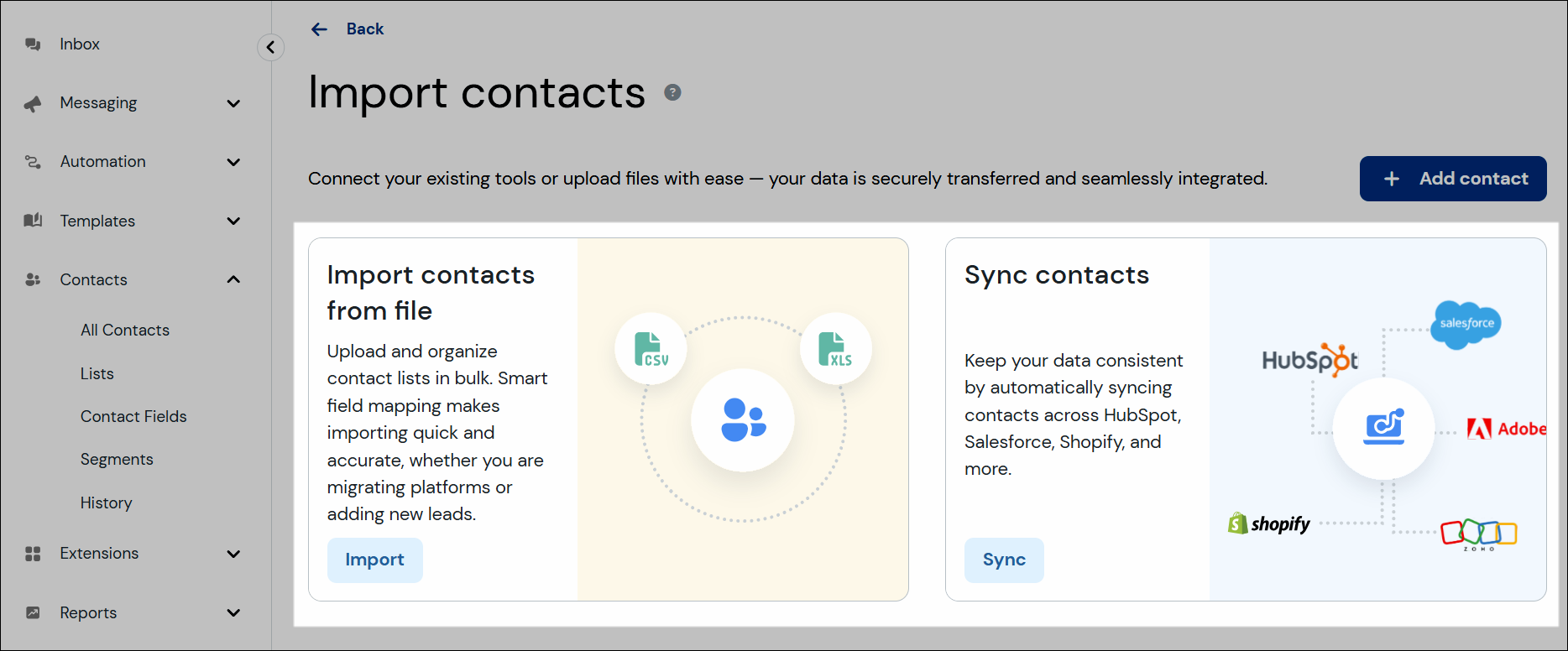 Importing contacts – Sinch Engage