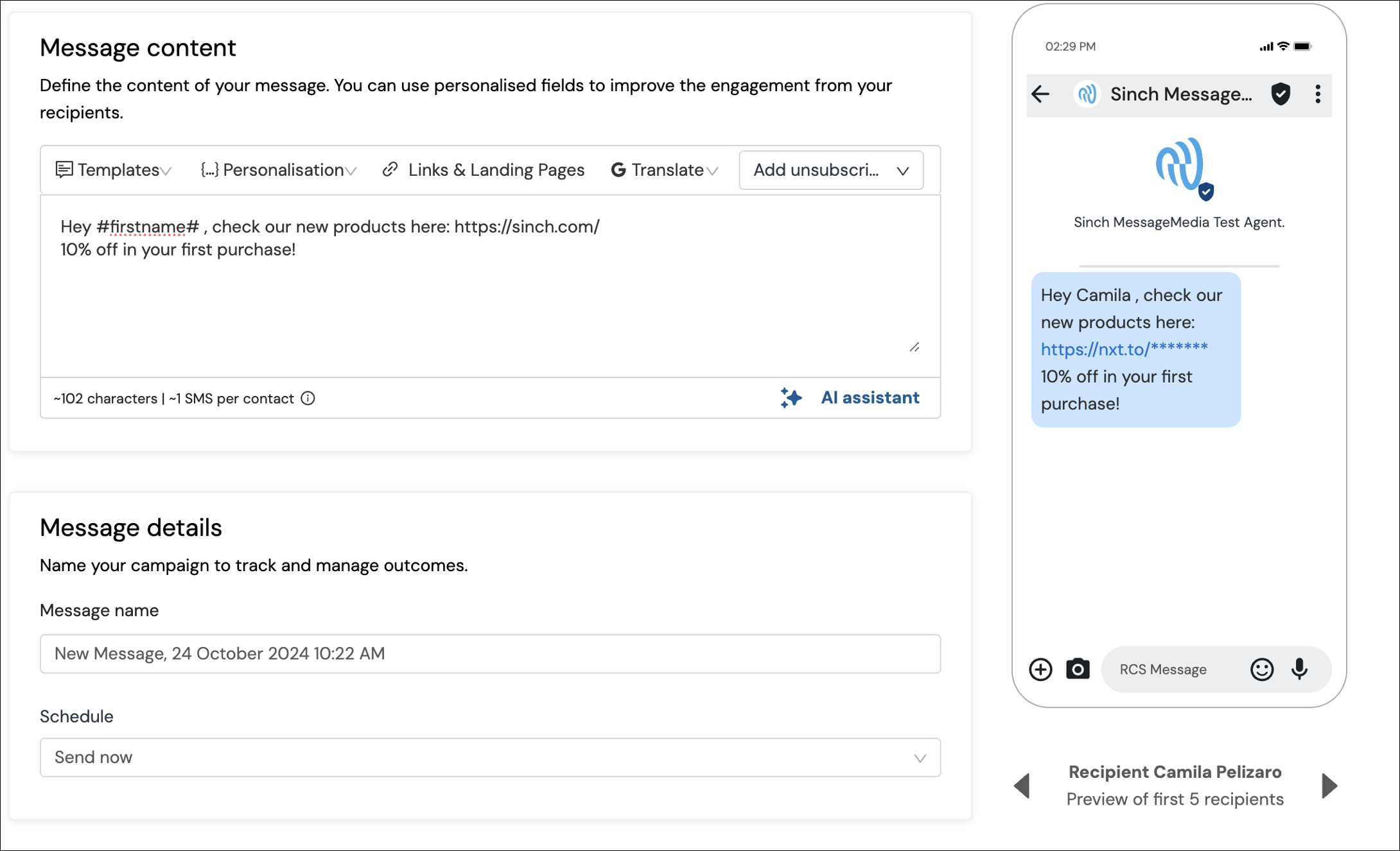 How to send an RCS campaign – Sinch Engage