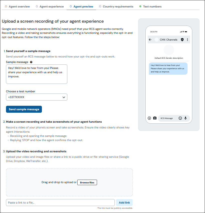 RCS agent setup – Sinch Engage