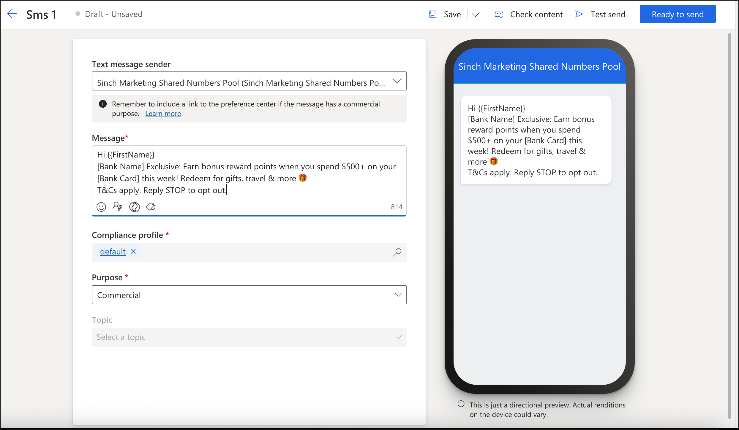 Customer Insights | Send SMS through a journey – Sinch Engage