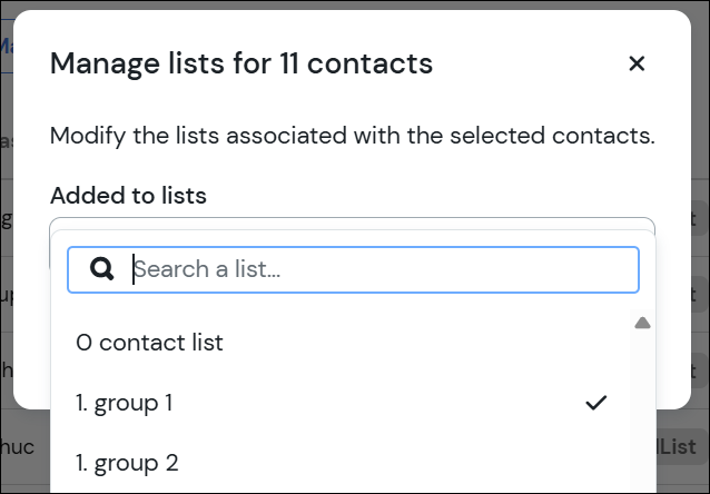 Add & remove contacts from lists – Sinch Engage