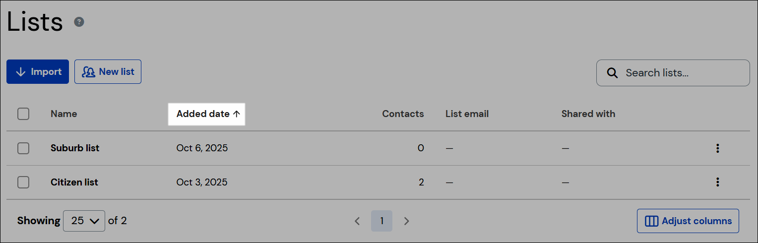 Managing contact lists – Sinch Engage