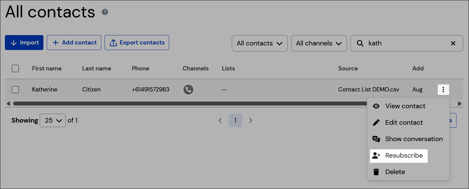 Unsubscribing and re-subscribing contacts – Sinch Engage