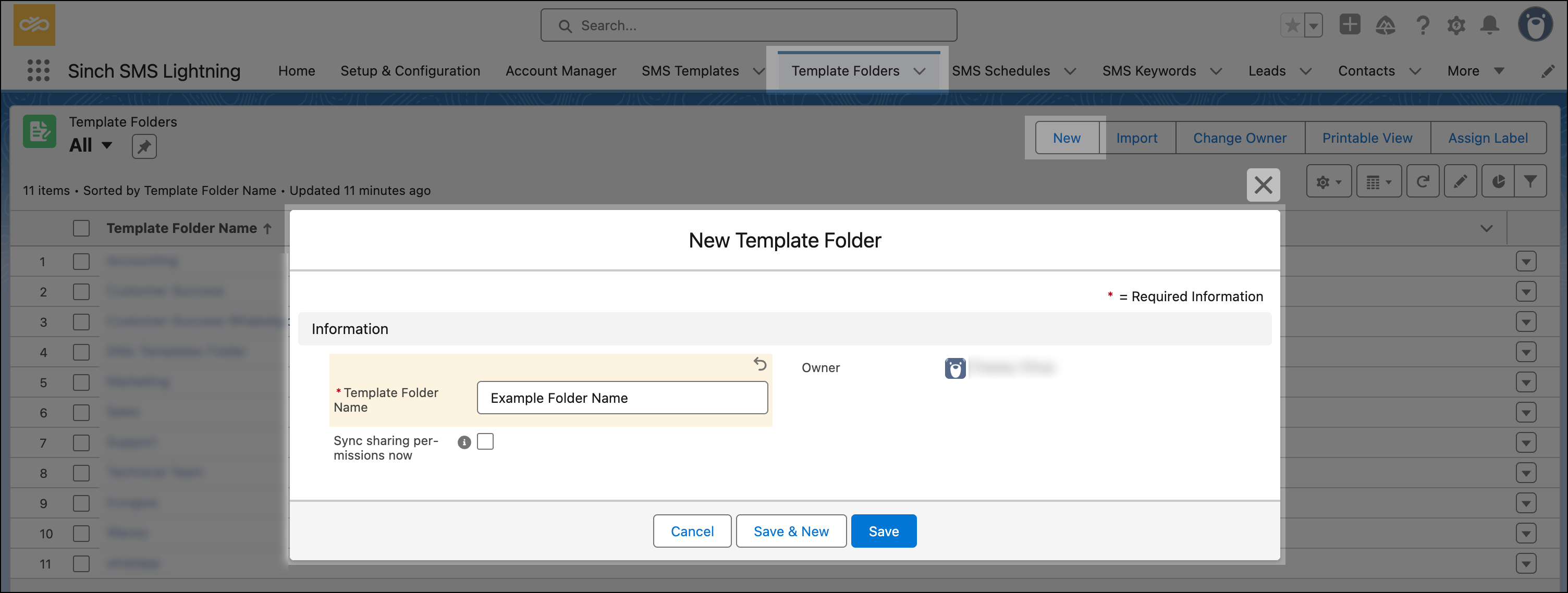 Salesforce | Template Folders – Sinch Engage