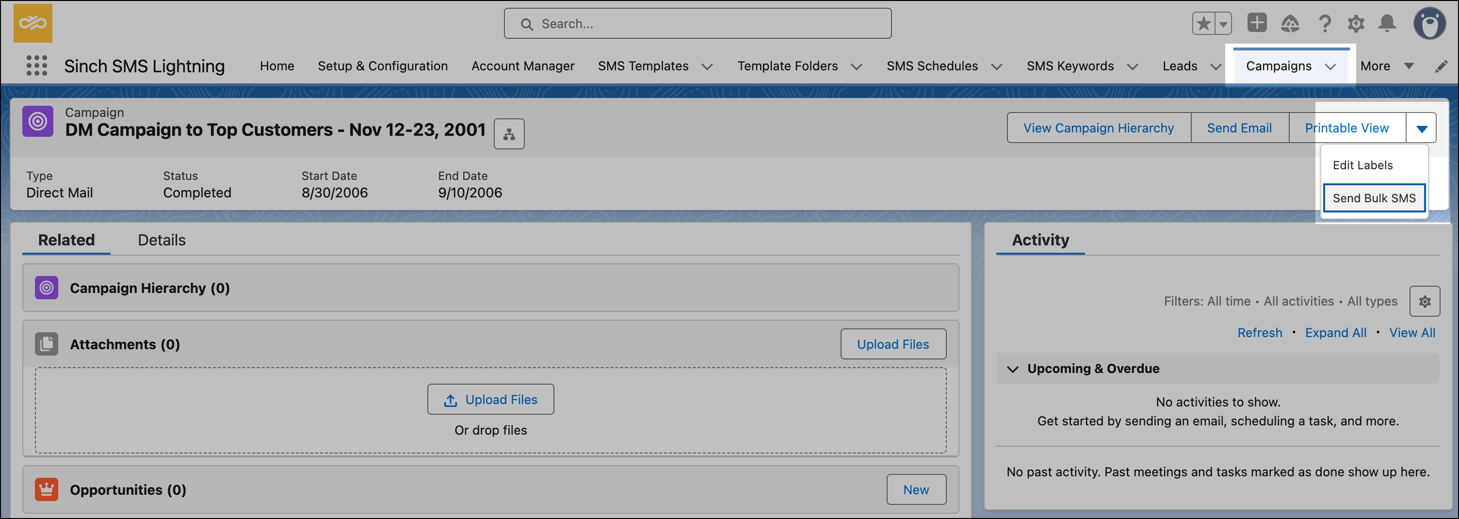 Salesforce | Send bulk SMS to campaign members – Sinch Engage