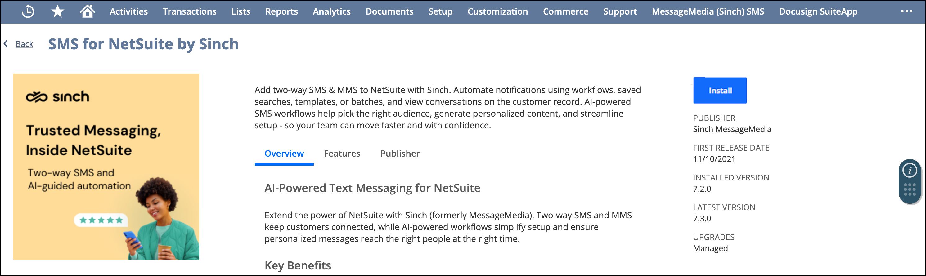 NetSuite | Setup | Step 2: Install the SMS for NetSuite by Sinch app ...