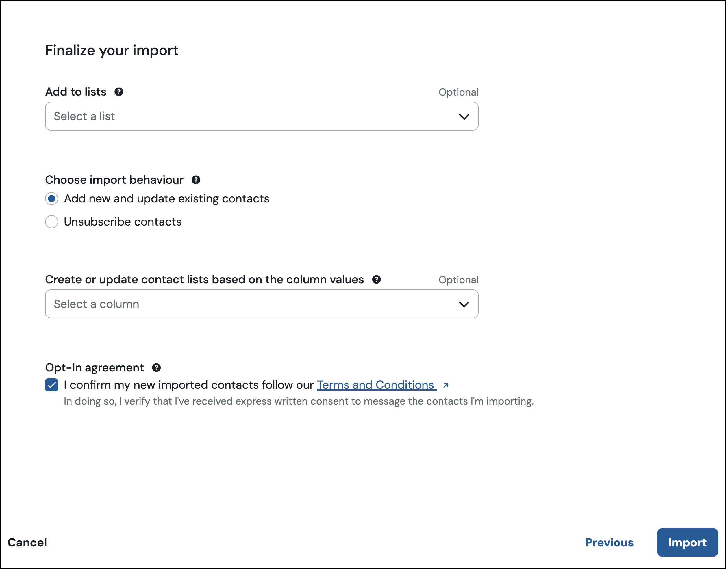 Importing contacts – Sinch Engage