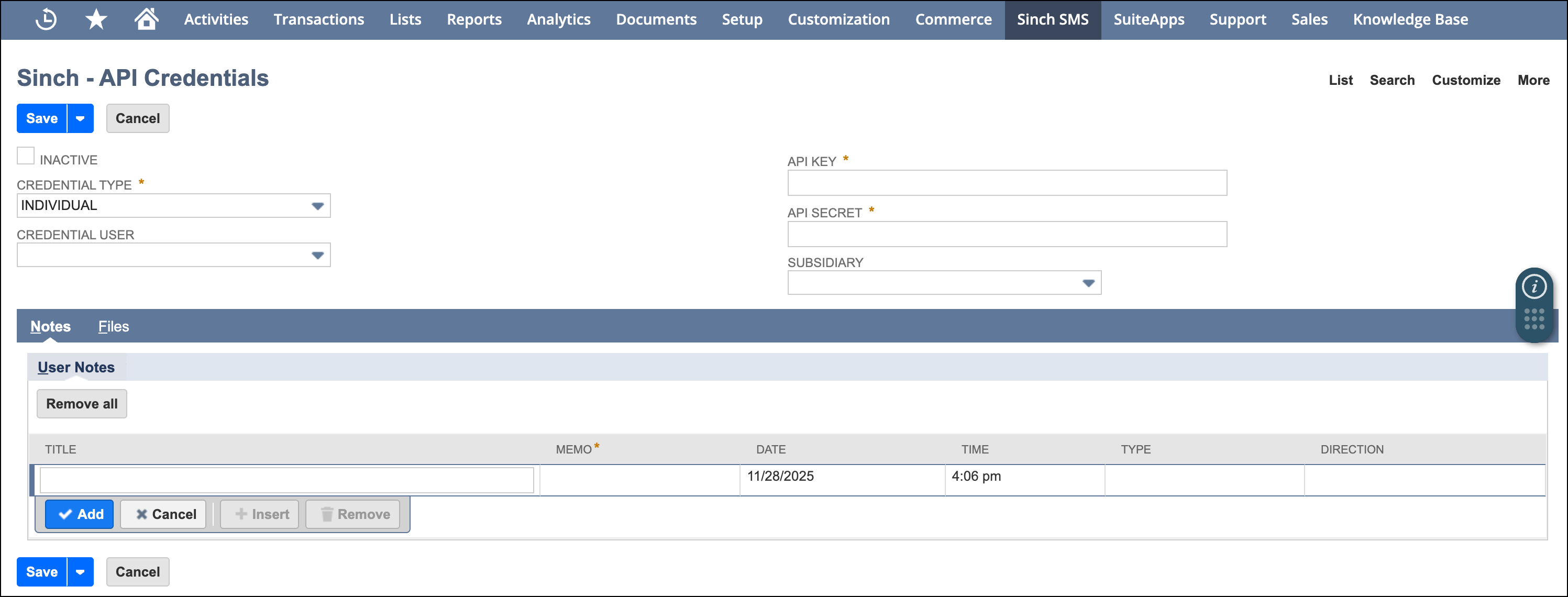 NetSuite | Setup | Step 3: Configure API credentials – Sinch Engage