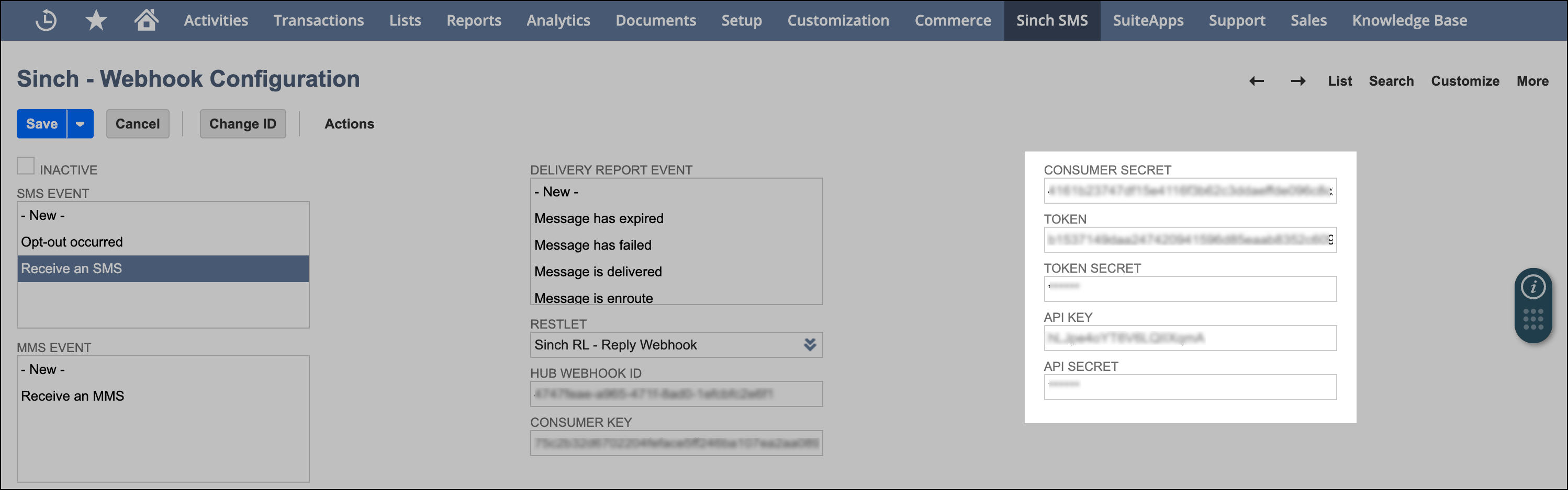 NetSuite | Setup | Step 6: Configure webhook records – Sinch Engage
