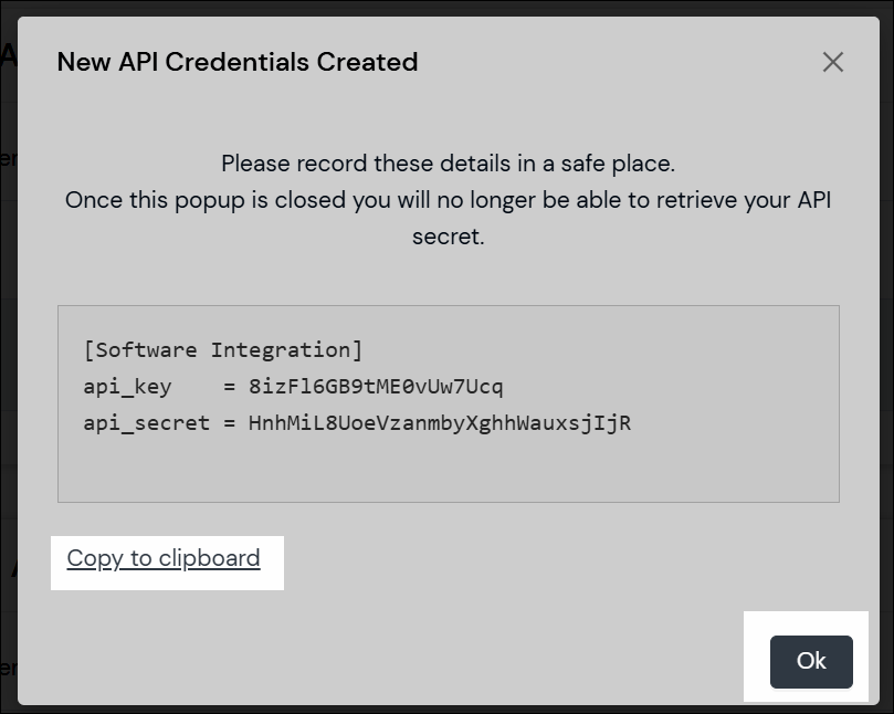 Creating New API Credentials – Sinch Engage