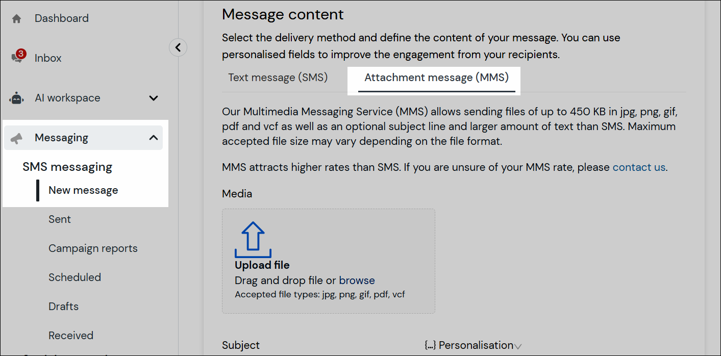 Sending MMS (Multimedia messaging) – Sinch Engage