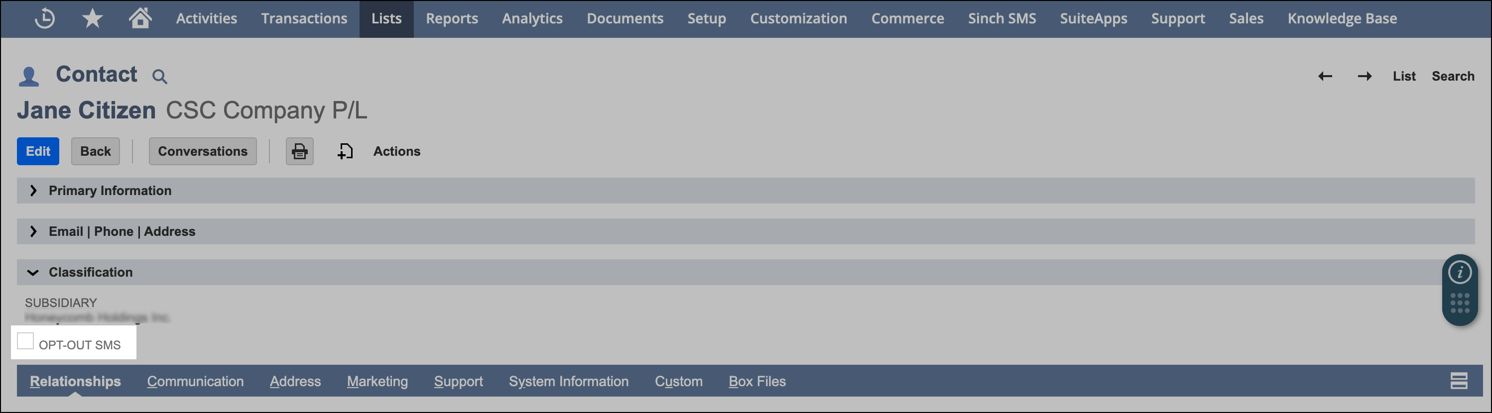 NetSuite | Opt-Outs – Sinch Engage