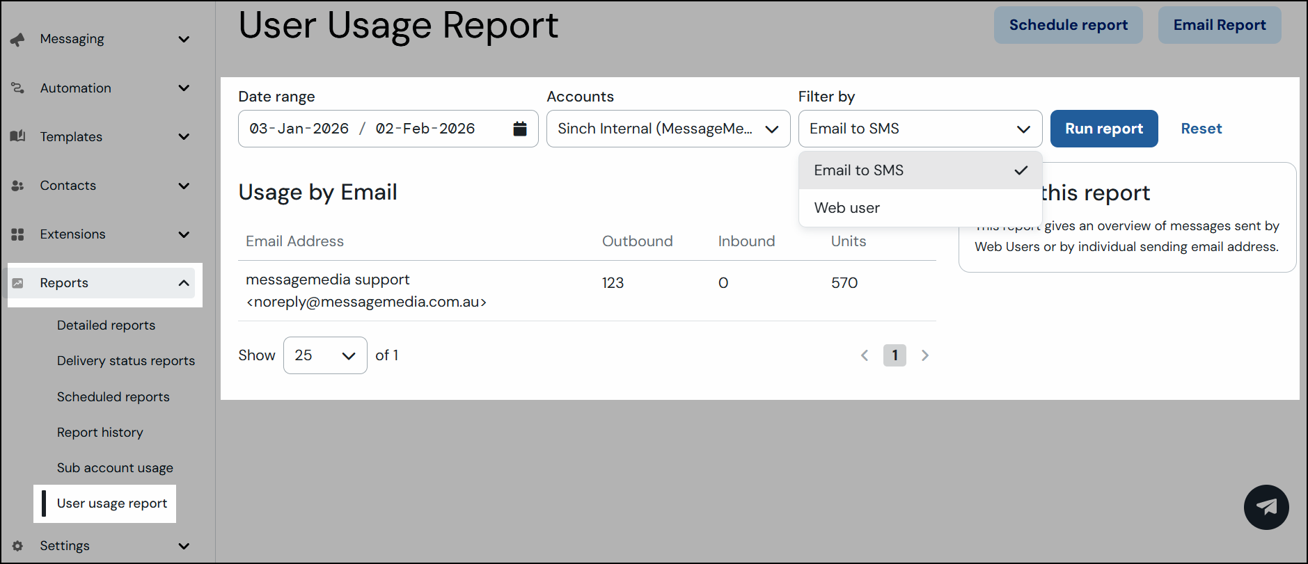 User usage reports – Sinch Engage